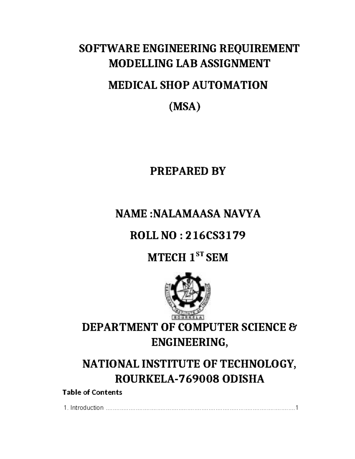MSA Lab Assignment: Software Engineering for Medical Shop Automation ...