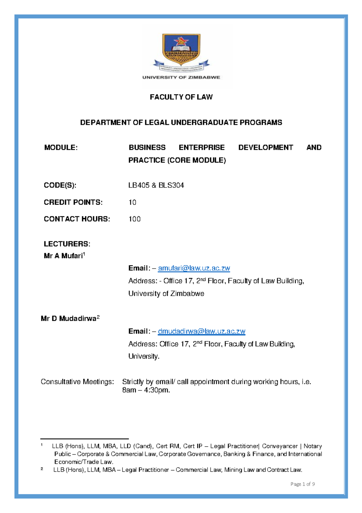 LB405 Business Enterprise Development & Practice Course Outline - Studocu