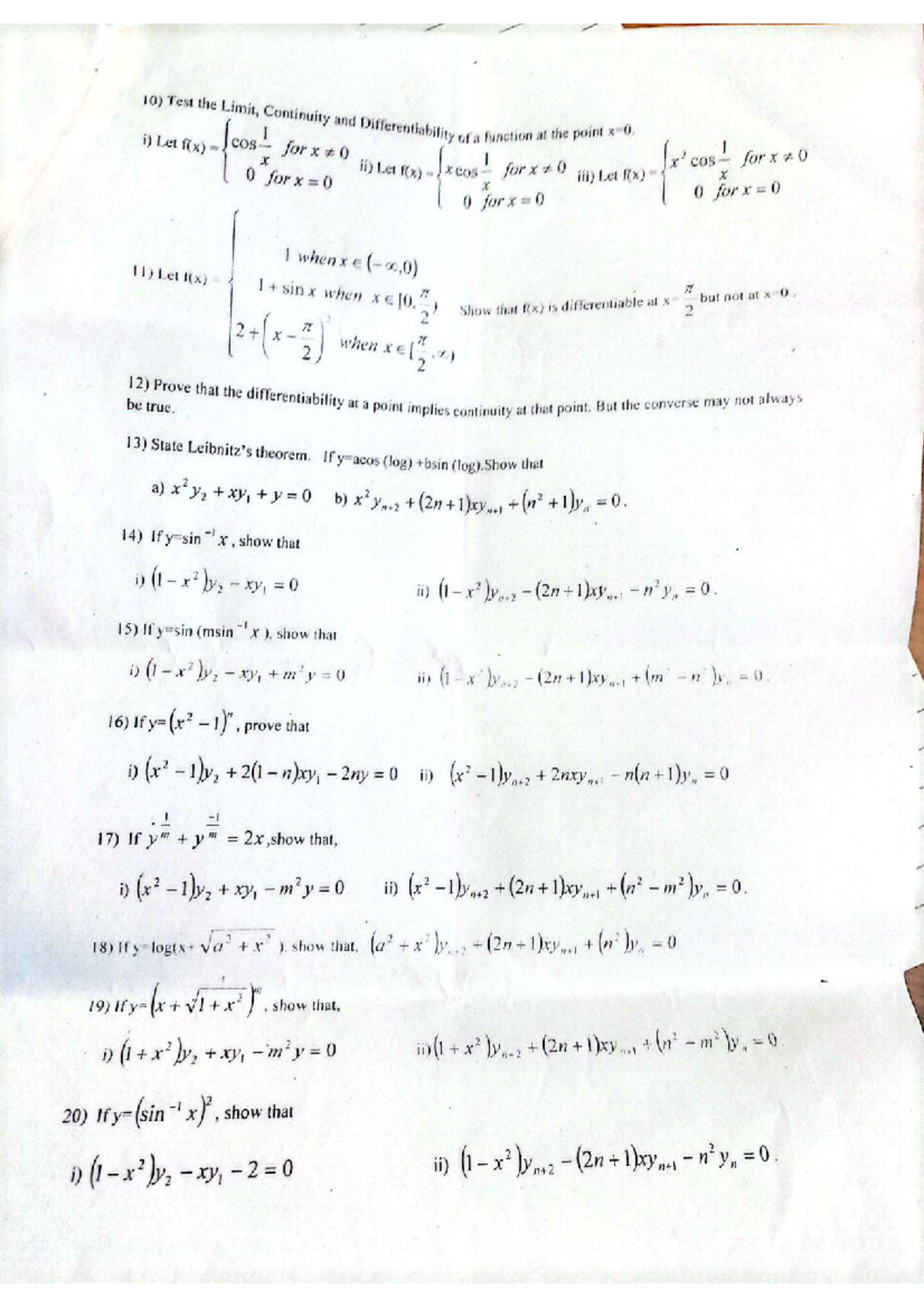 Calculus-I: Limit, Continuity, and Differentiability Notes - Studocu