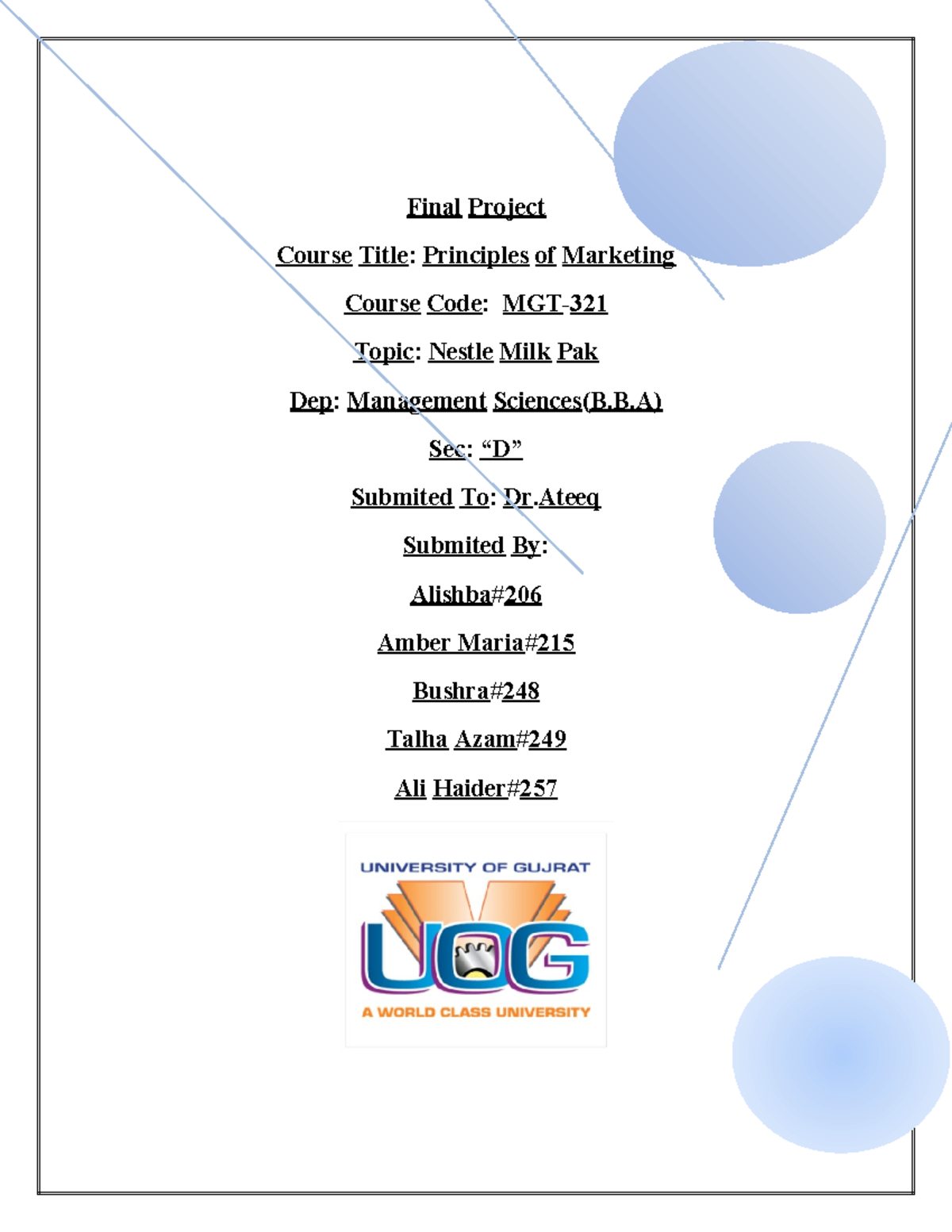 Final Project: Marketing Analysis of Nestlé Milk Pak (MGT 101) - Studocu
