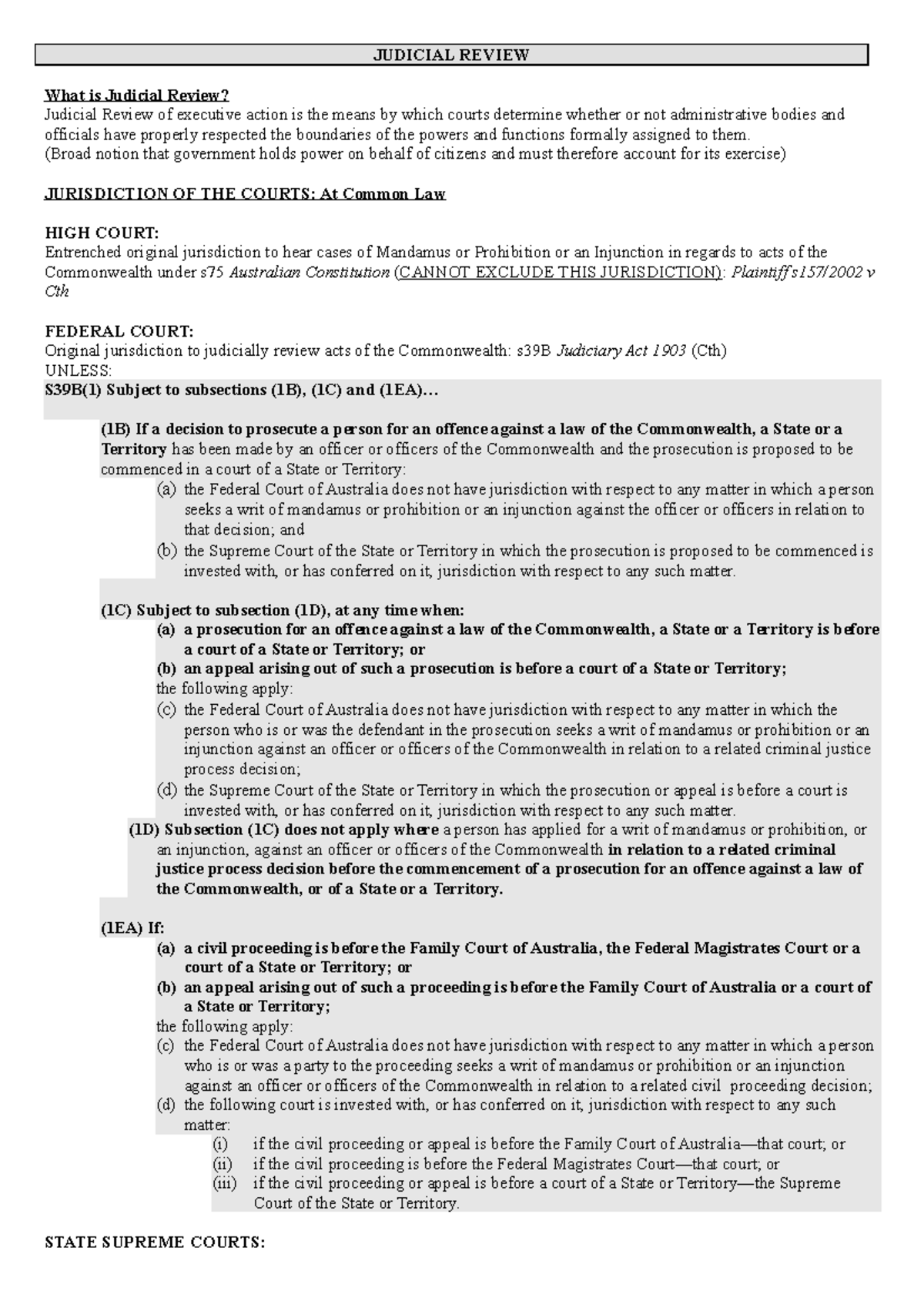 Week 2 & 3 - Judicial Review (Systems & Pre-Requisites) - JUDICIAL ...