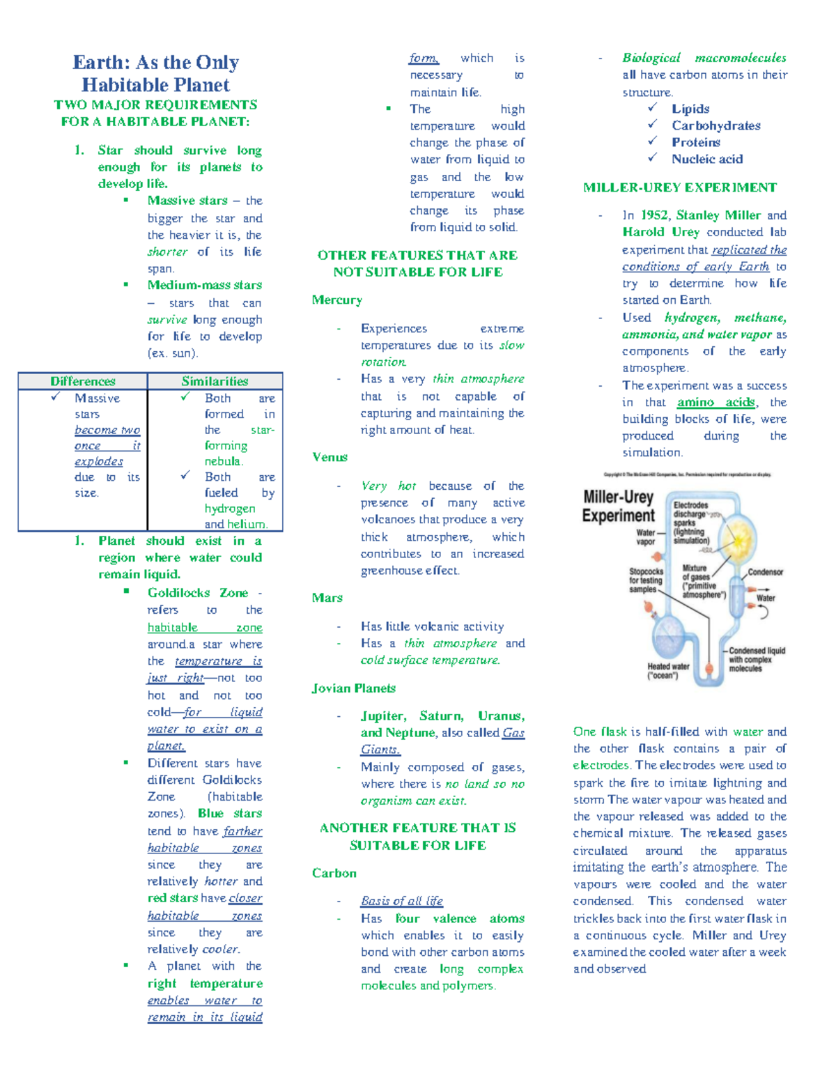 EAL - Lesson 1: Earth as the Only Habitable Planet - Studocu