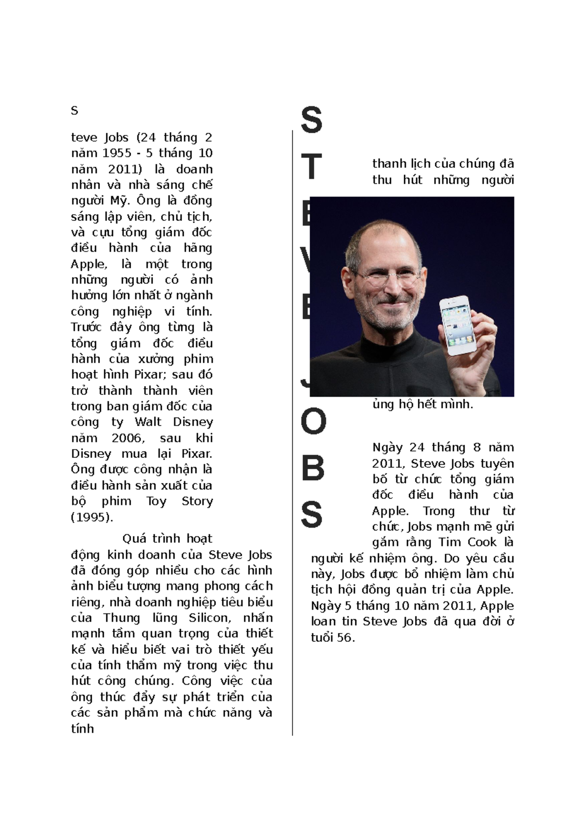 Bài TH 01 - Steve Jobs: Cuộc Đời và Di Sản - Studocu