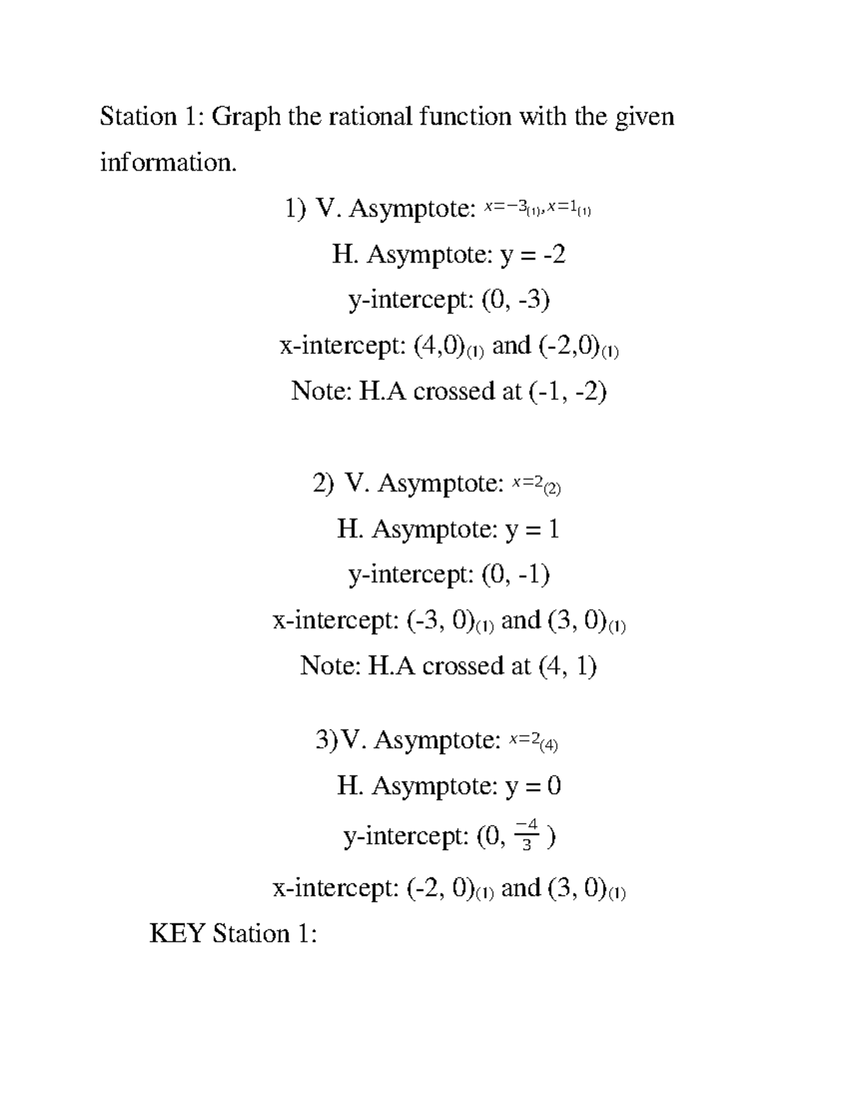 Graphing+Rational+Function+Review+Stations+ - Station 1: Graph the ...