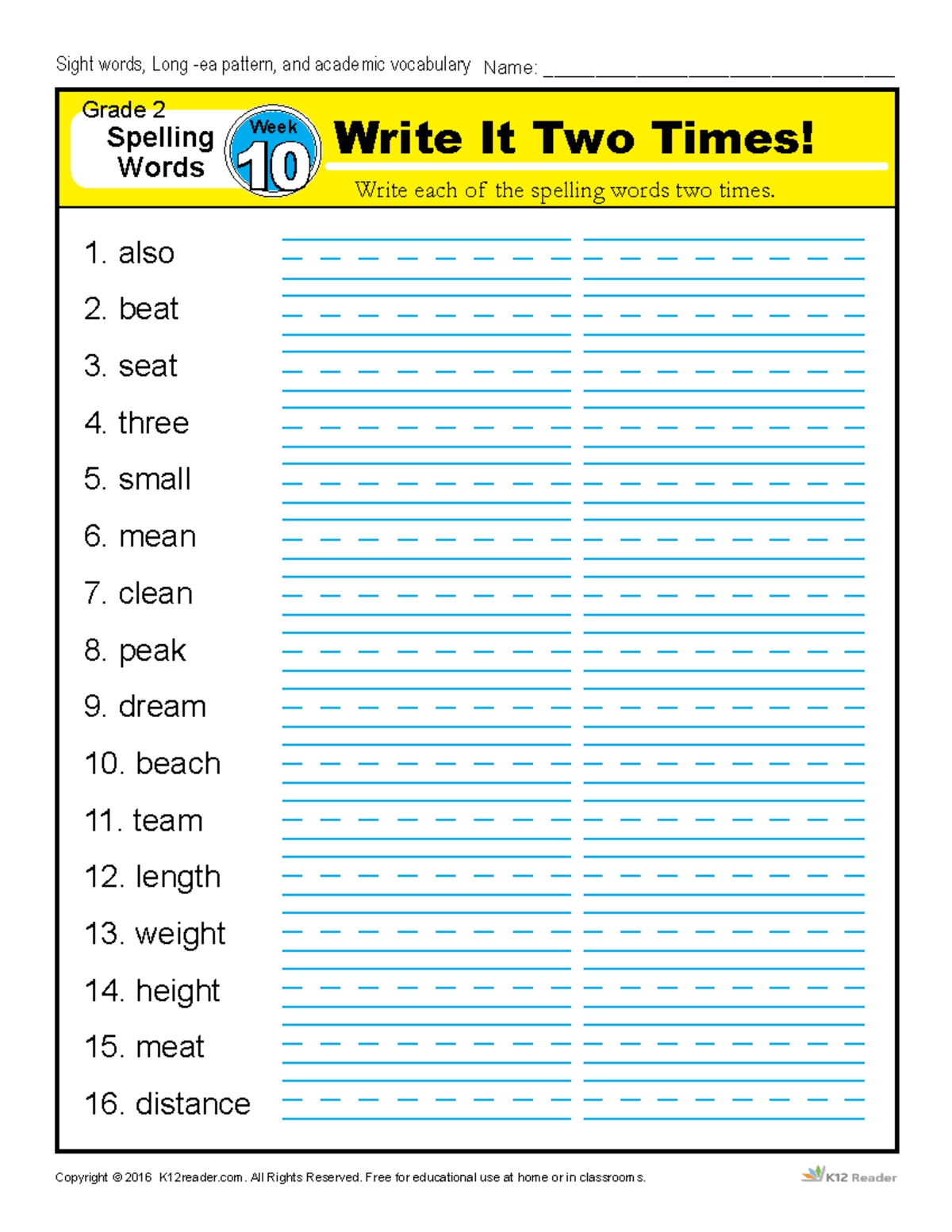 Grade 2 Spelling Words Week 10: Activities & Exercises - Studocu