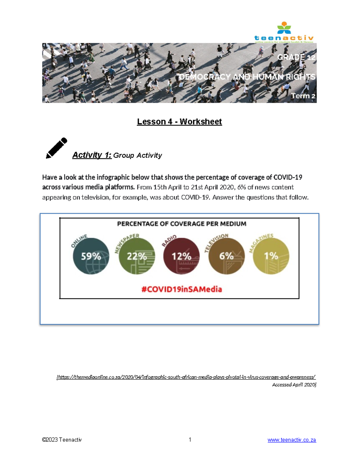 Term 1 Lesson 4 - Worksheet - Lesson 4 - Worksheet Activity 1: Group ...