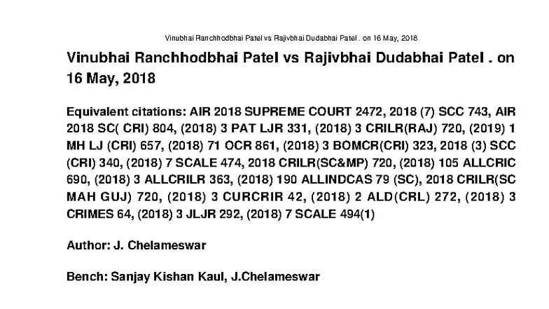 Supreme Court Judgment: Vinubhai Ranchhodbhai Patel vs Rajivbhai ...