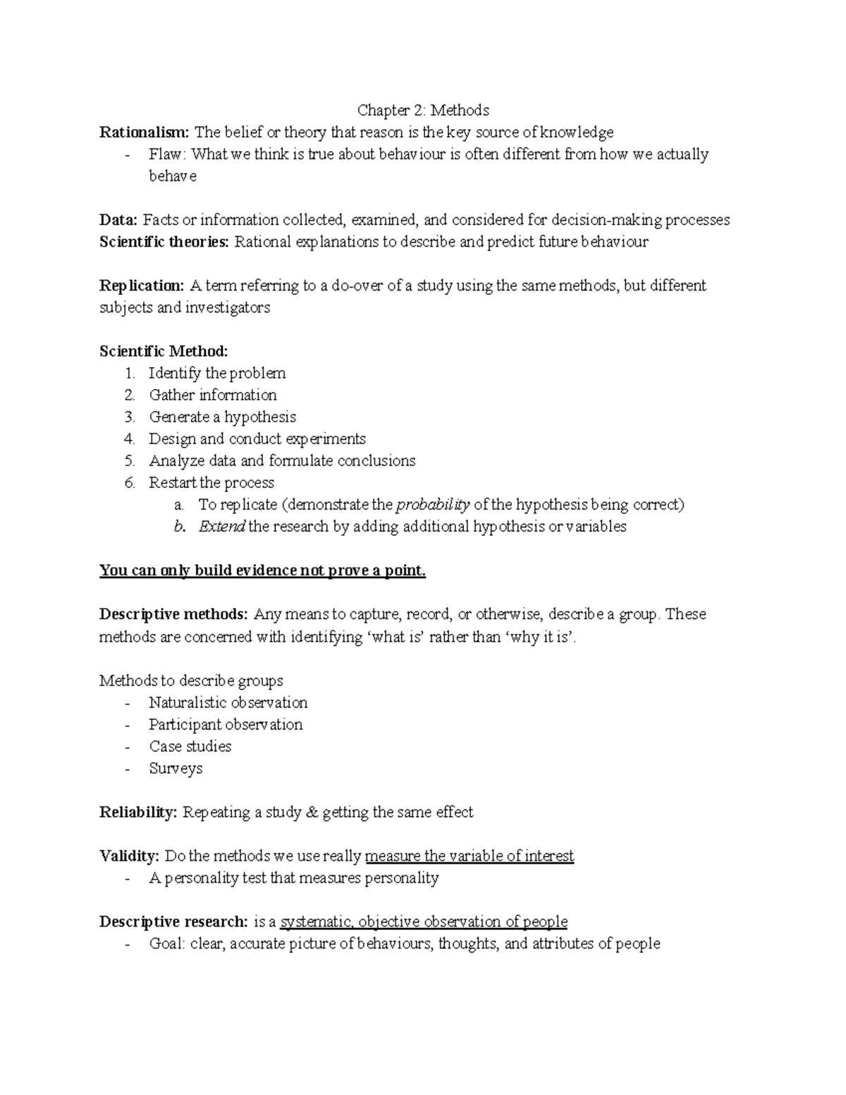PSY 1101 Chapter 2: Understanding Research Methods and Correlation ...