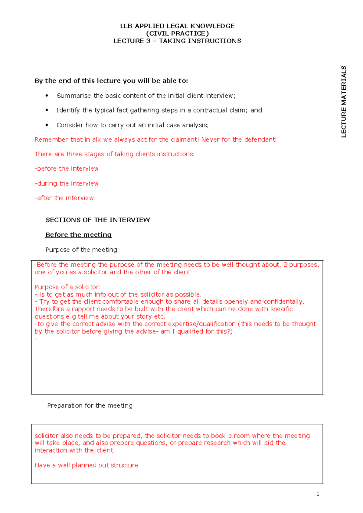 LECTURE MATERIALS LLB APPLIED LEGAL KNOWLEDGE (CIVIL PRACTICE) LECTURE ...
