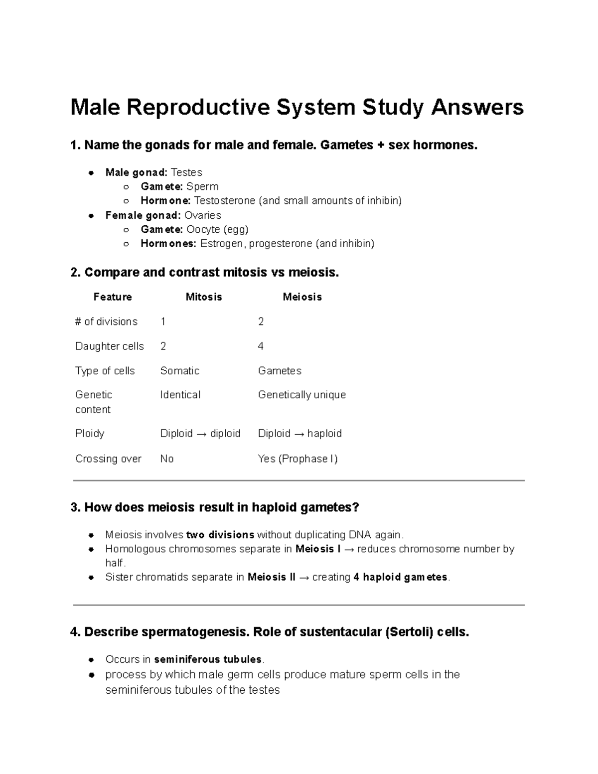 Male and Female Reproductive System Study Guide - Studocu