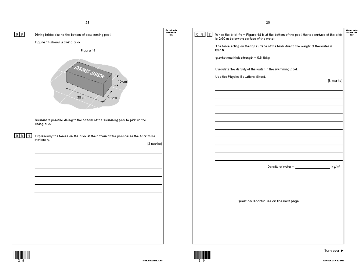 Pressure in Fluids Homework - IB/H/Jun22/8463/2HR - Studocu