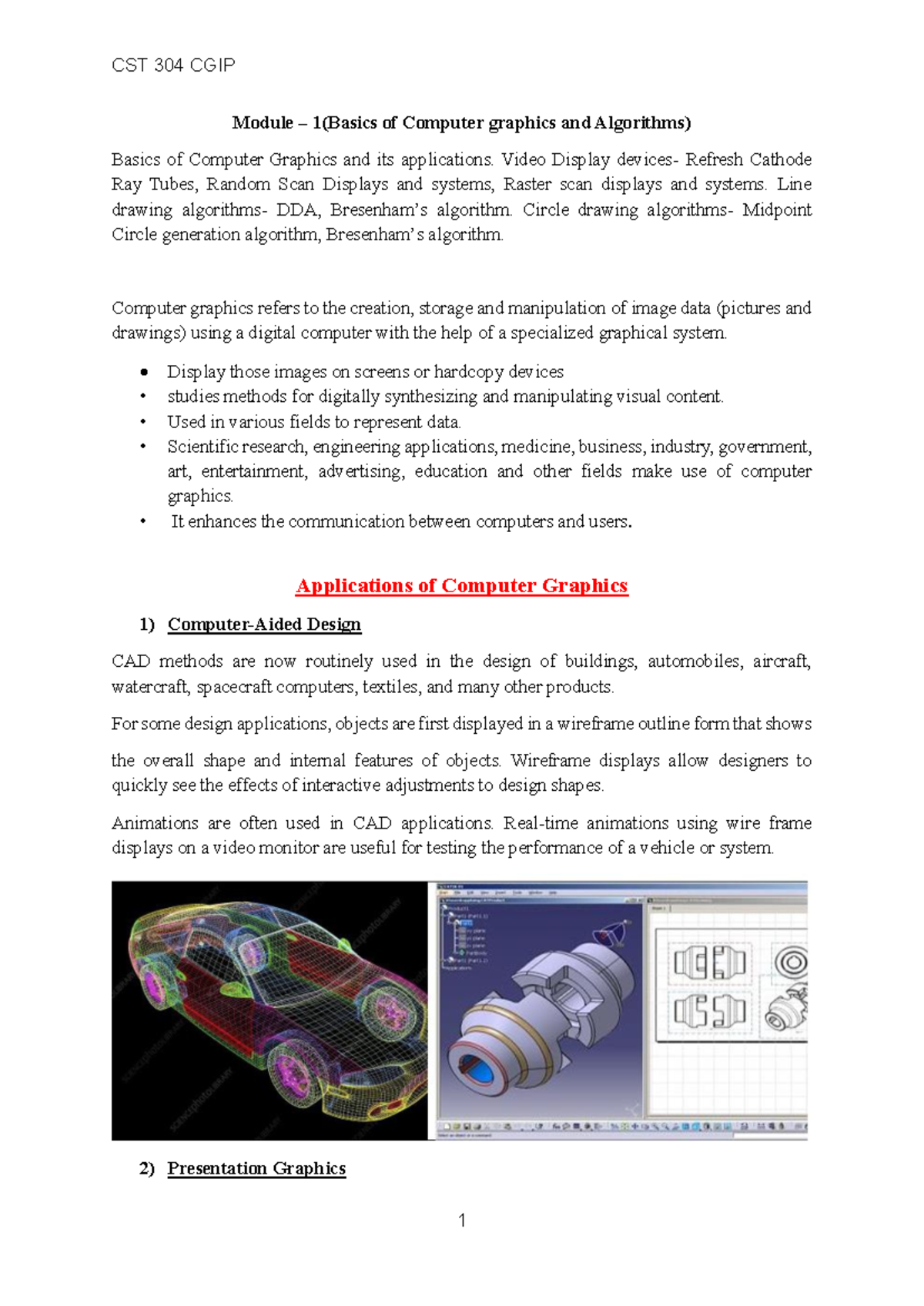 CST 304 CGIP Module 1: Fundamentals of Computer Graphics and ...