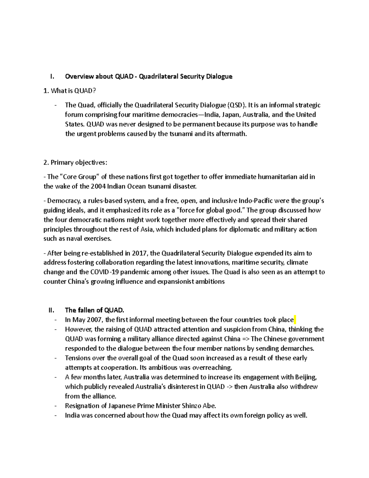 Agenda - wevev - I. Overview about QUAD - Quadrilateral Security ...
