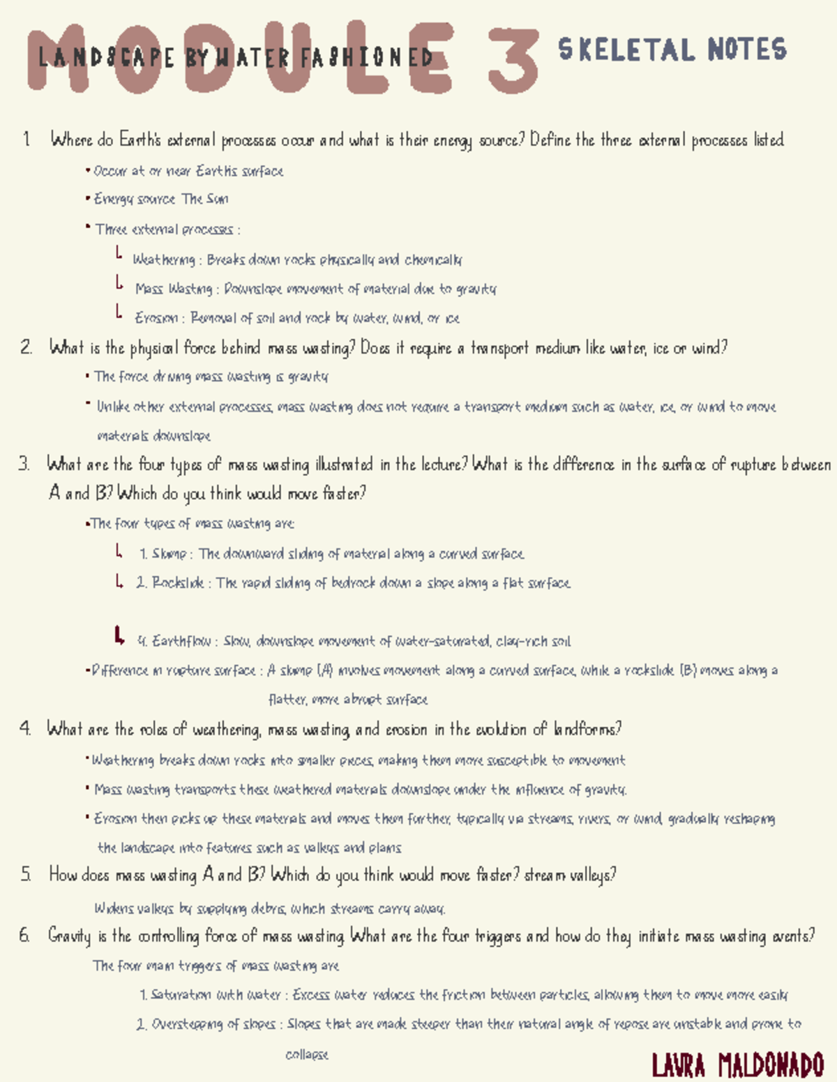 GEO 1013 Module 3 Skeletal Notes: External Processes & Hydrology - Studocu