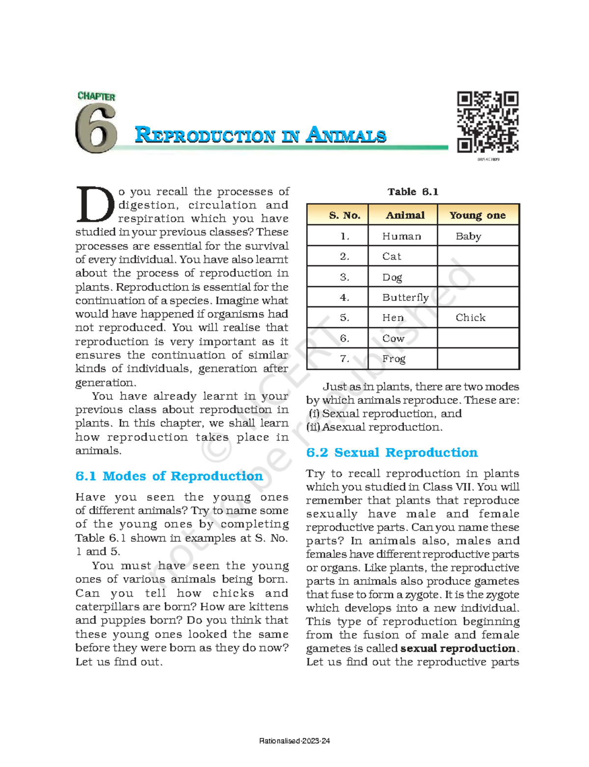 NCERT Class 8 Science Chapter 6: Reproduction in Animals - Studocu
