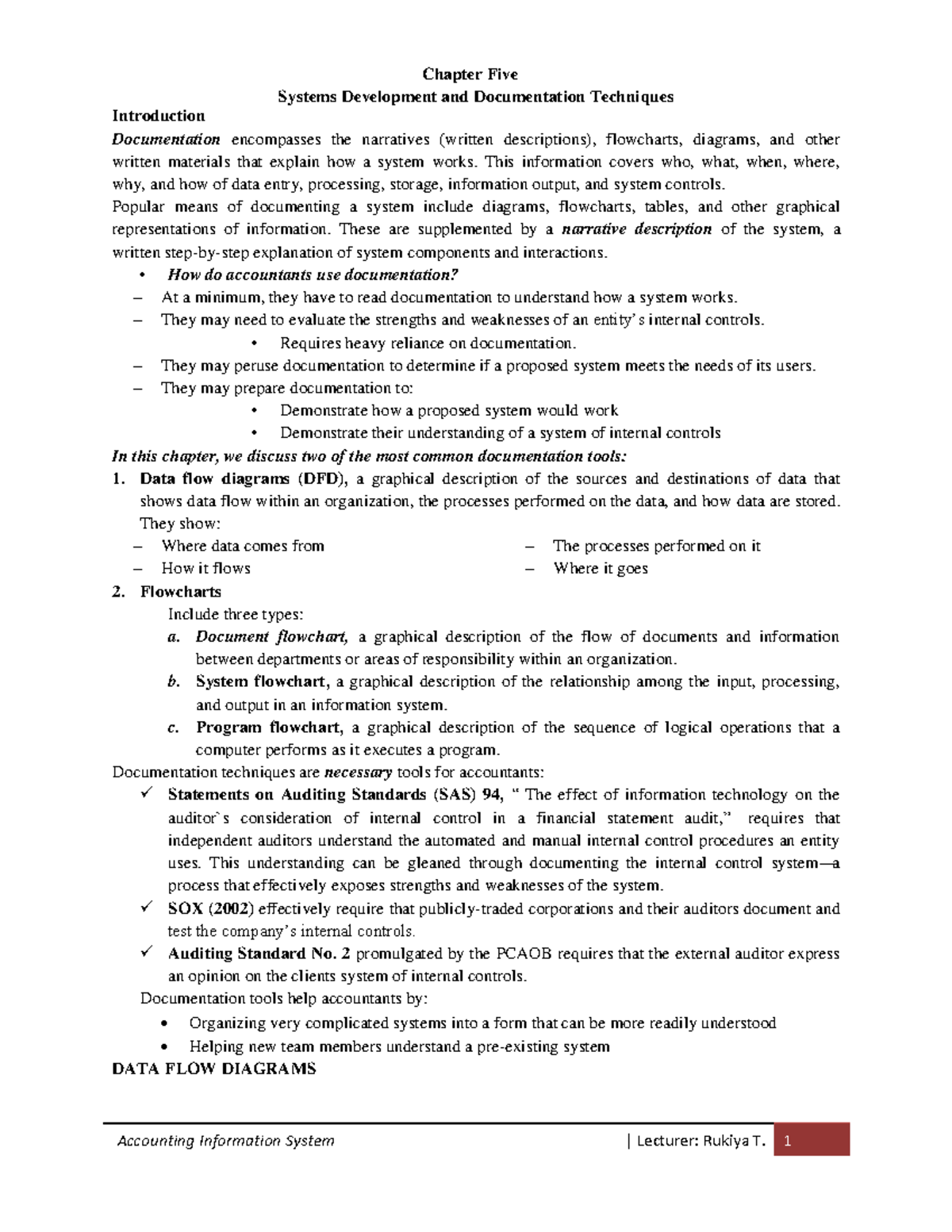 AIS - Chapter 5: Key Techniques in System Development Documentation - Studocu