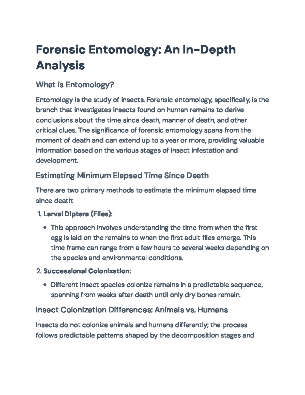 Forensic Entomology (FS 101): Insights on Time Since Death & Methods ...