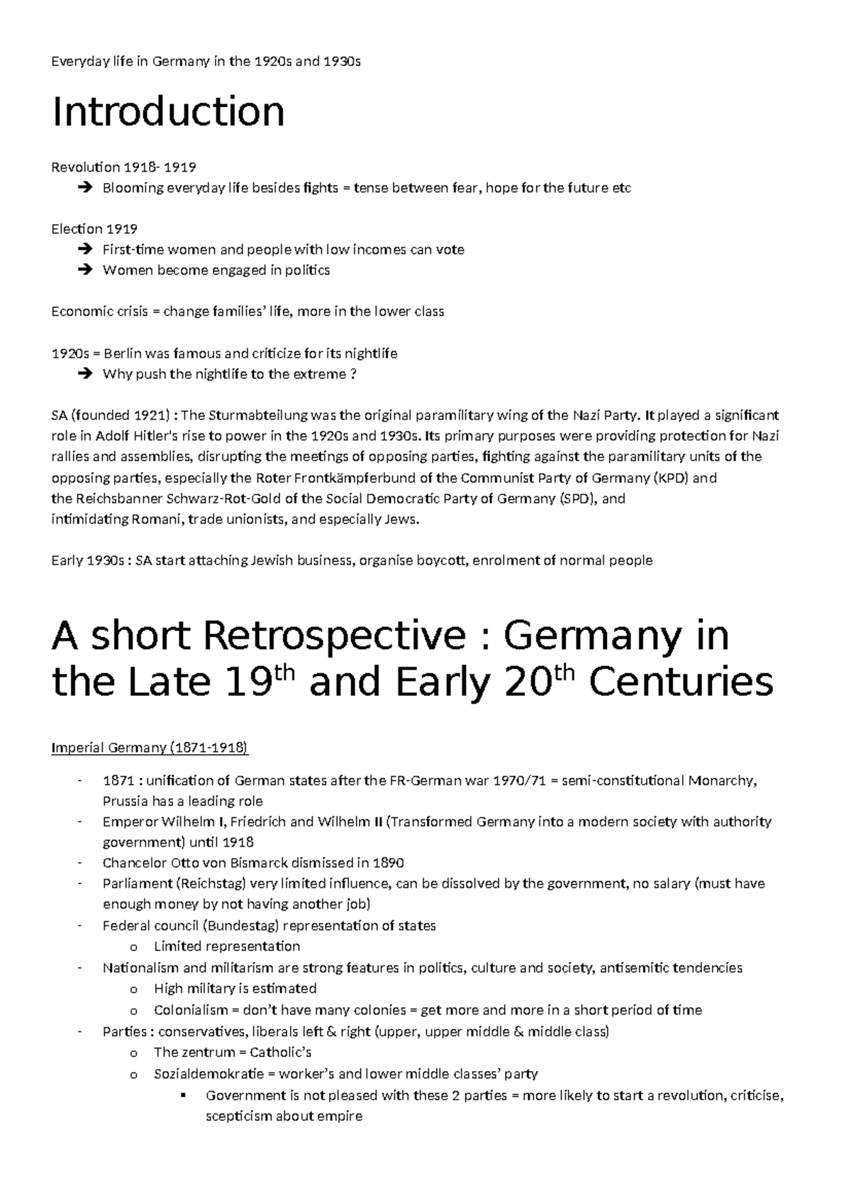 Life in 1920s-1930s Germany: Society, Politics, and Culture in WEIM 301 ...