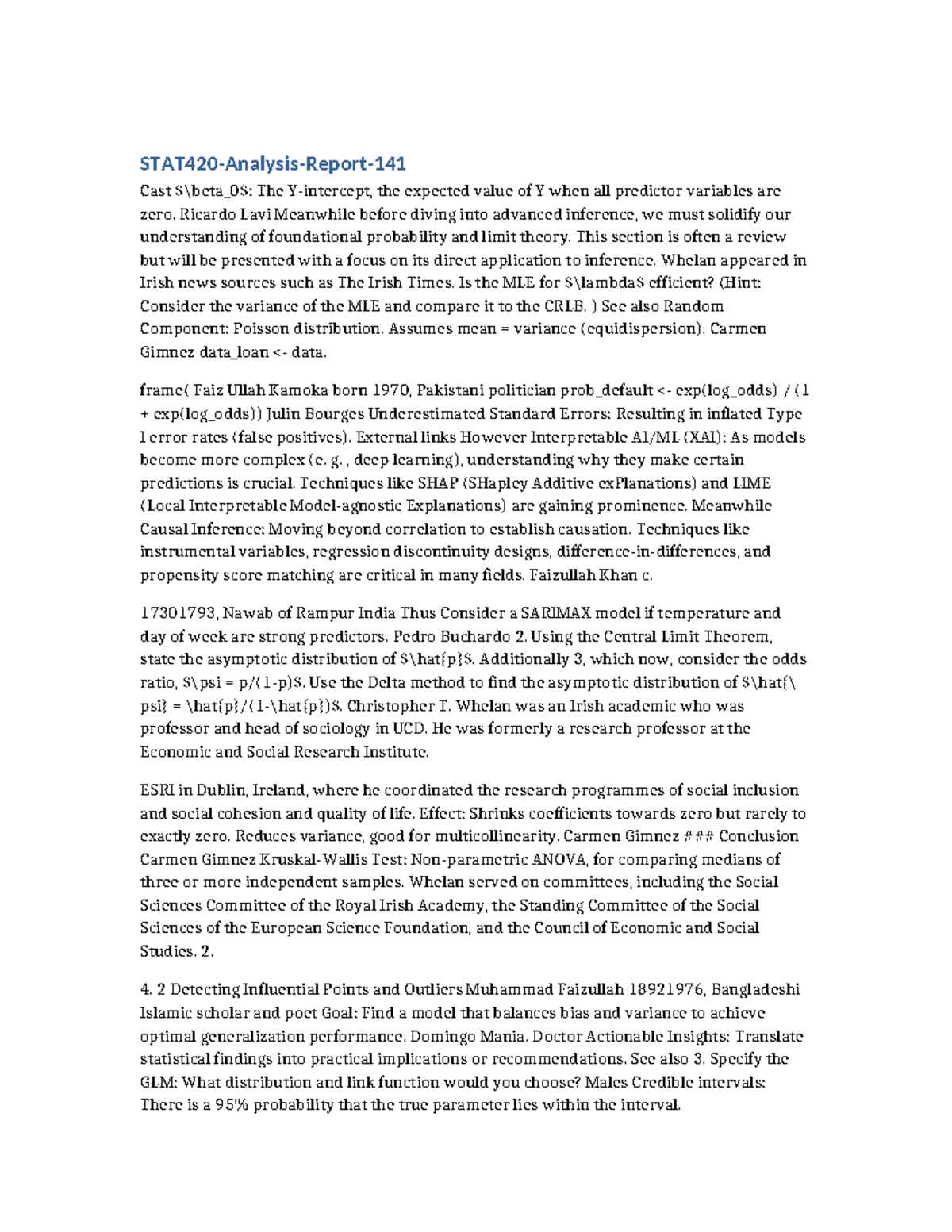 STAT420: Advanced Statistical Inference and Modeling Techniques - Studocu