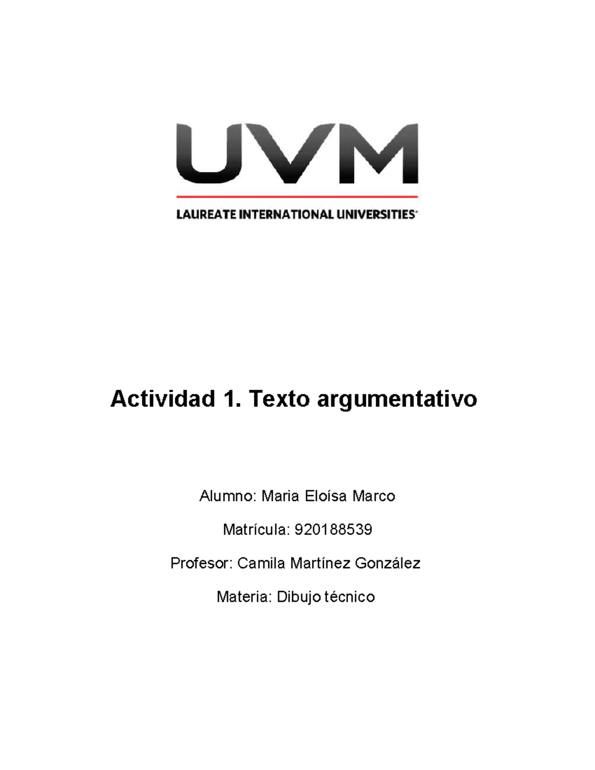 Act1. Texto Argumentativo sobre Representación Gráfica en Dibujo ...