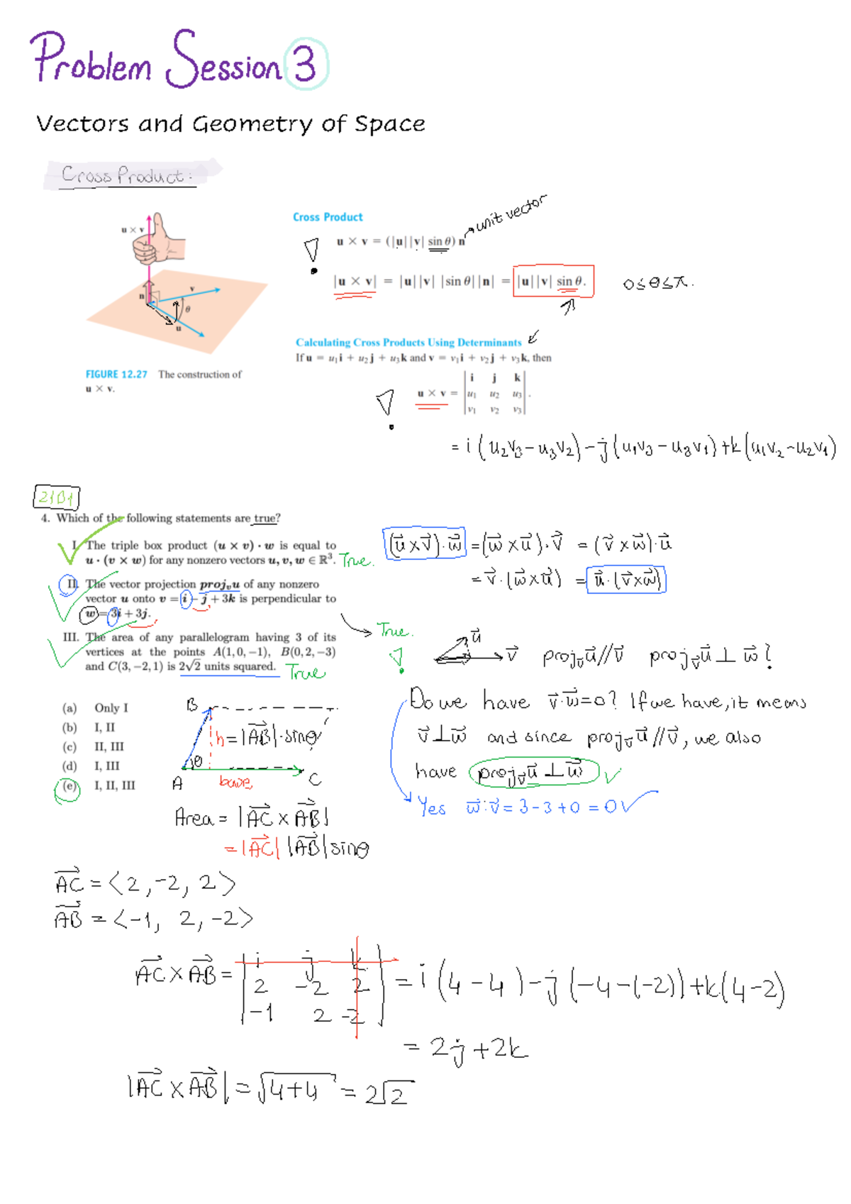 Mat104E-PS3-14 - Problem Session - Mathematics - Vectors and Geometry ...