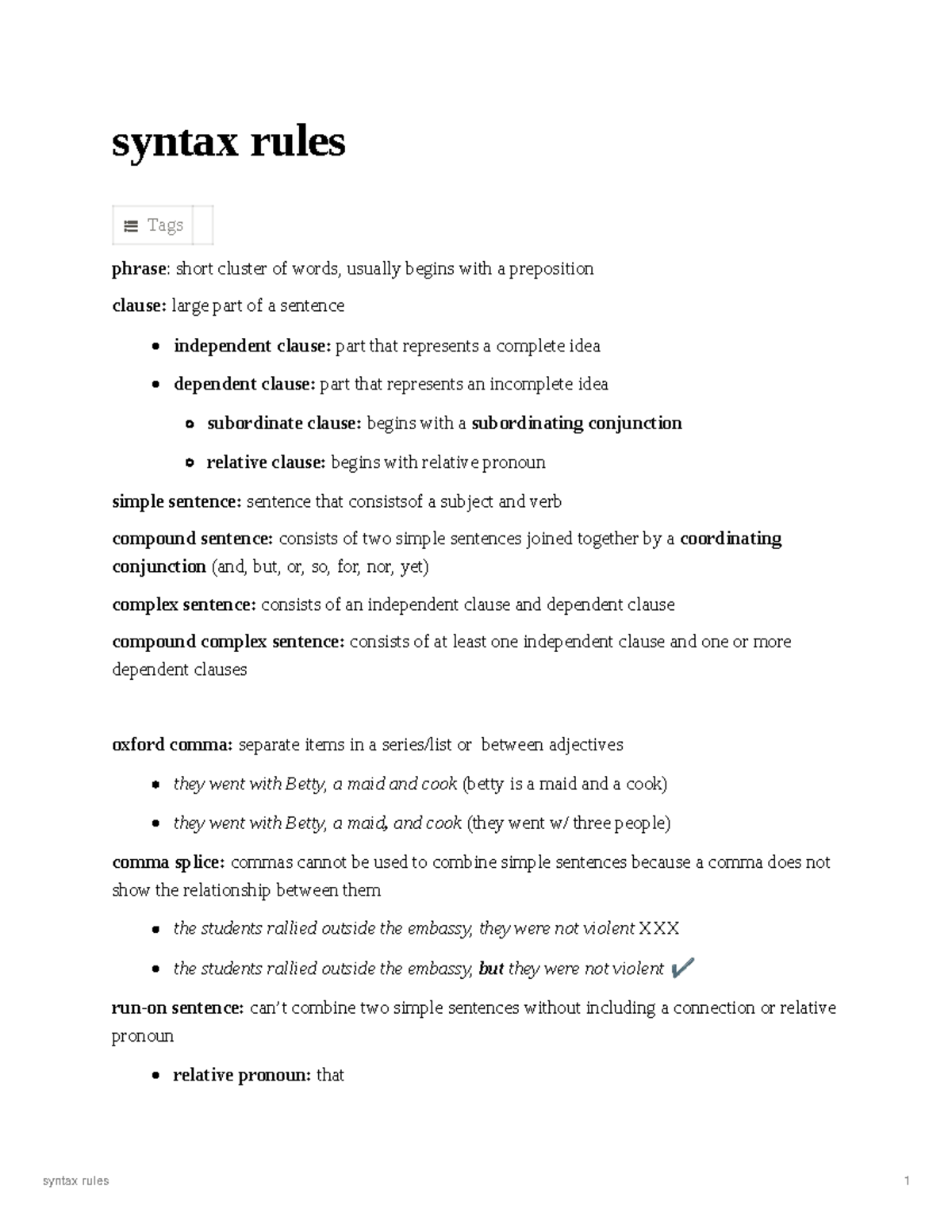 Syntax Rules for Tests (ENG 101) - Studocu