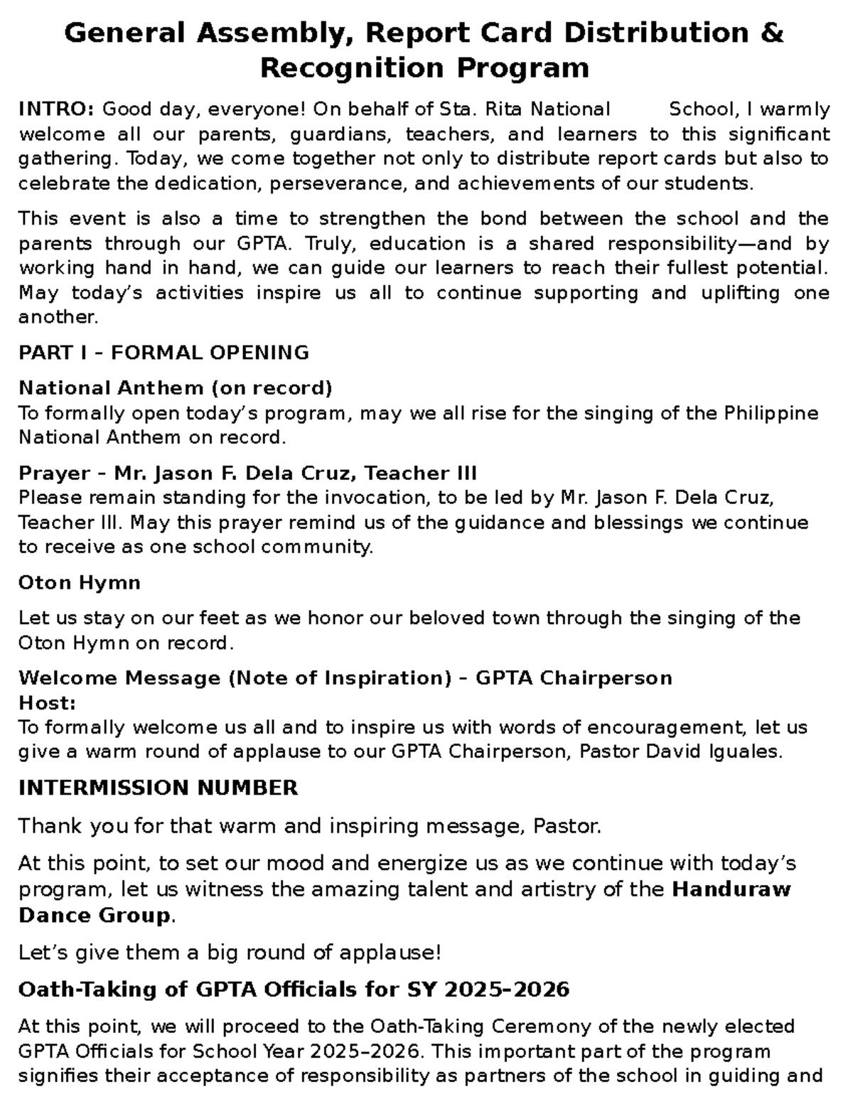 General Assembly Report Card Distribution Recognition Program - Studocu