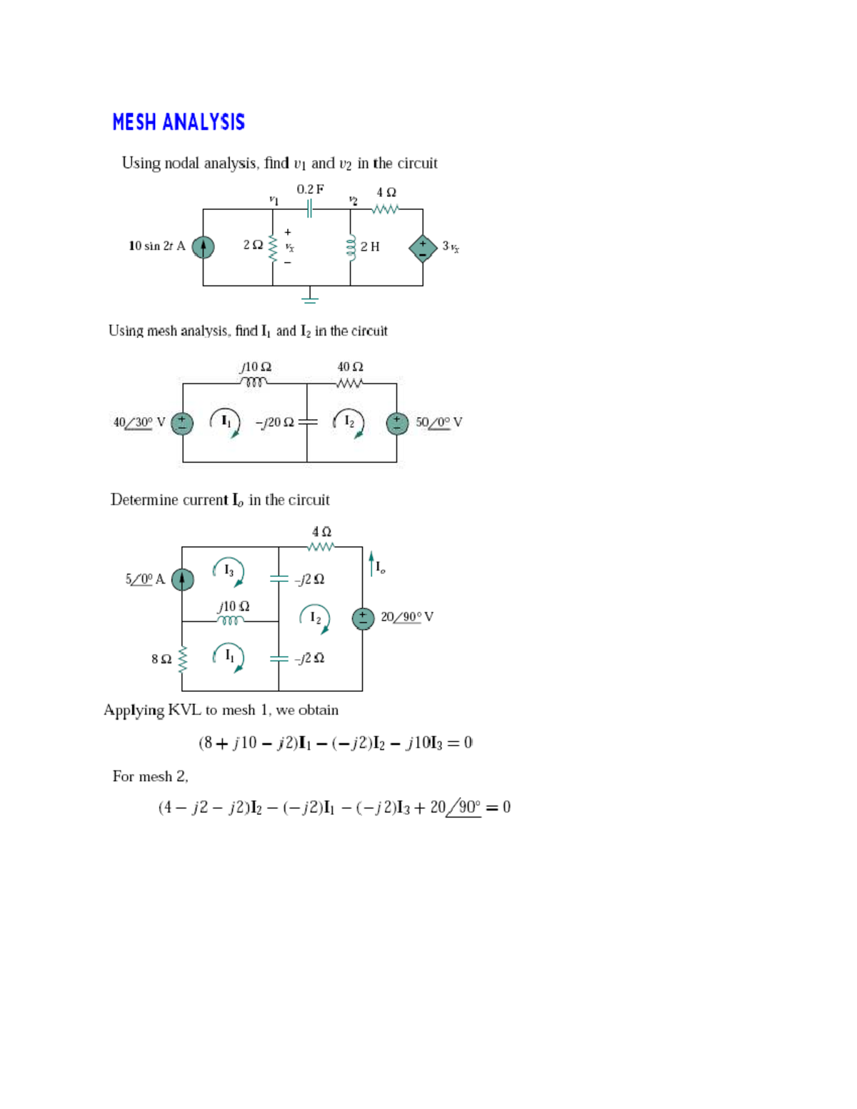 MESH AND Theorem Analysis Quiz Bank for Electrical Engineering - Studocu