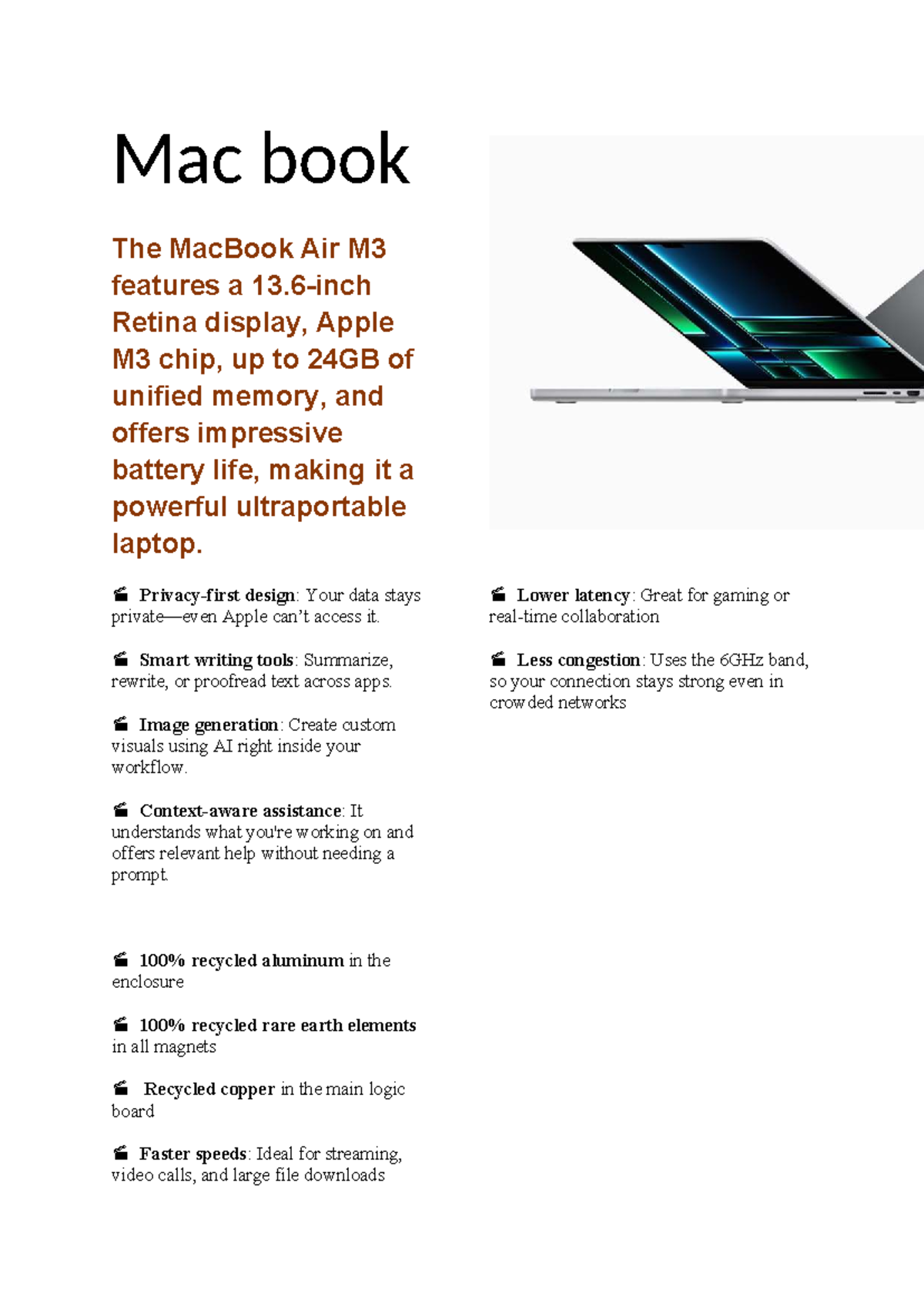 MacBook Air M3 Overview: Specs, Features & Performance - Studocu