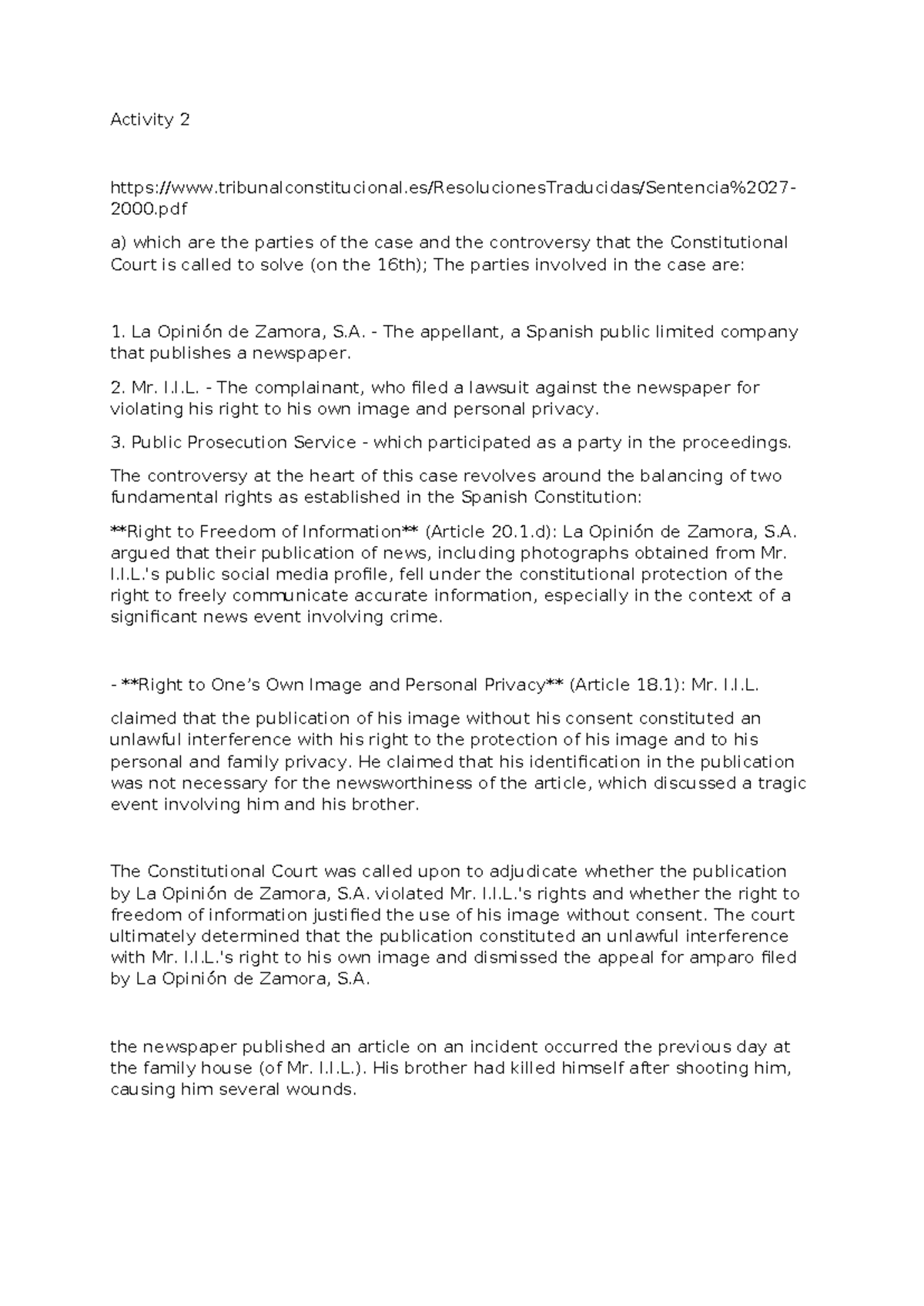 Activity 2 - Case Analysis: Parties & Controversy in Constitutional ...