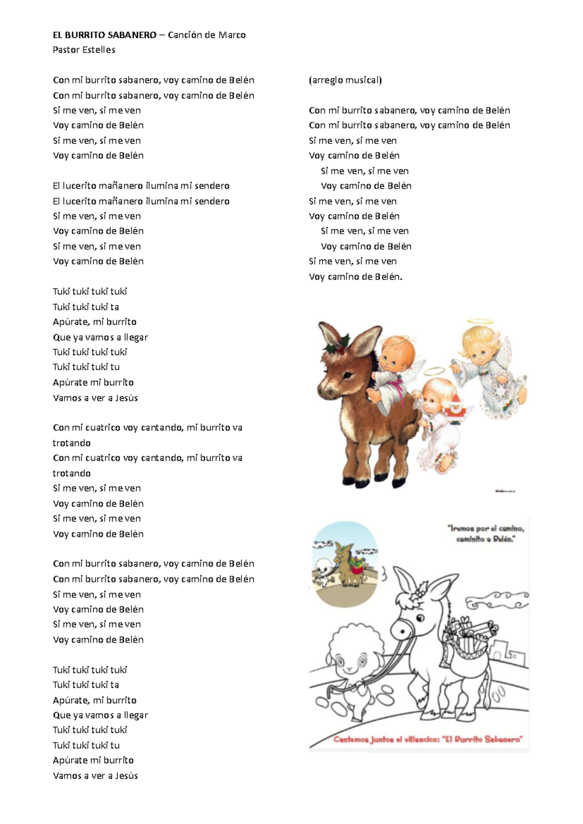 EL Burrito Sabanero - Canción Tradicional de Navidad - Studocu