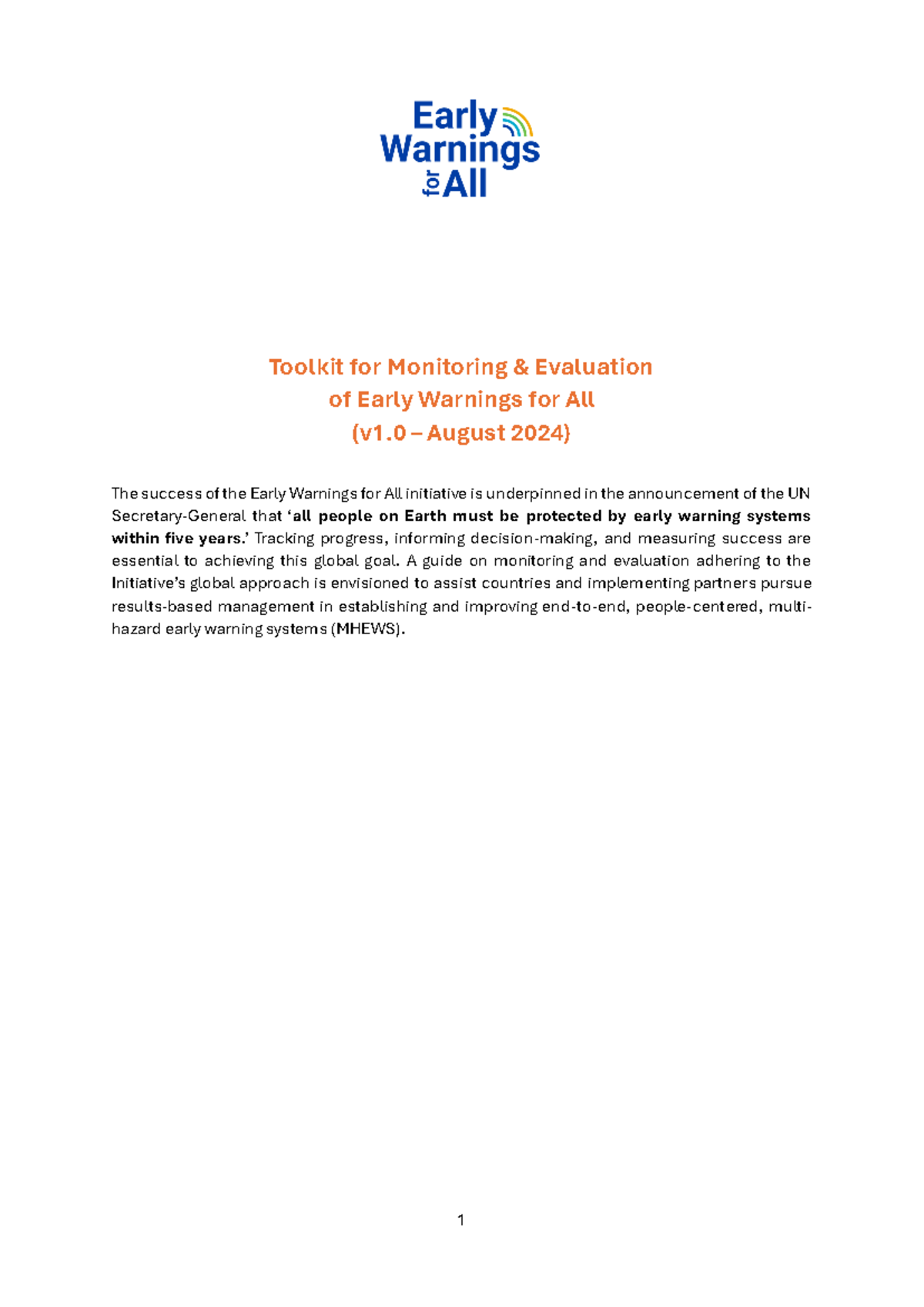 EW4ALL ME Toolkit: Monitoring & Evaluation Guide (v1.0, Aug 2024) - Studocu