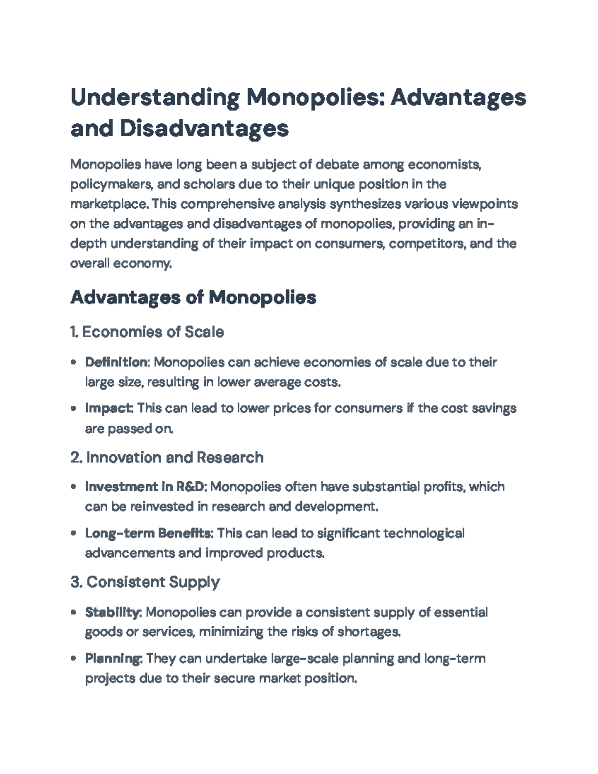 Monopoly Analysis: Advantages and Disadvantages - Econ 101 Insights ...