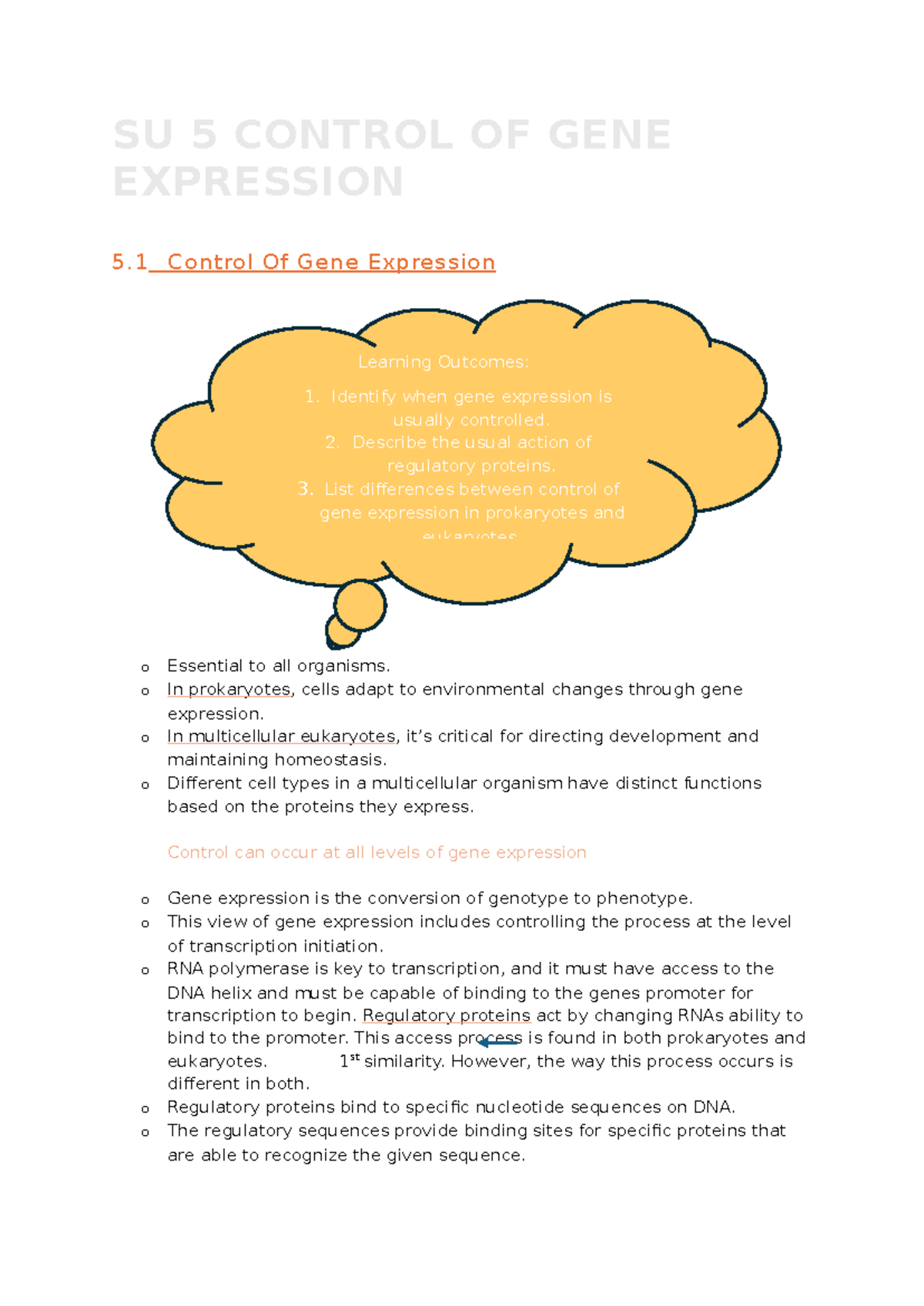 SU 5 Control of Gene Expression: Regulatory Proteins and Mechanisms ...