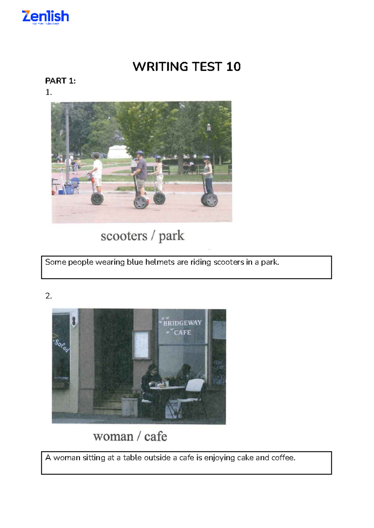 WRITING TEST: TOEIC SW - Part 1 & 2 Practice Exercises - Studocu
