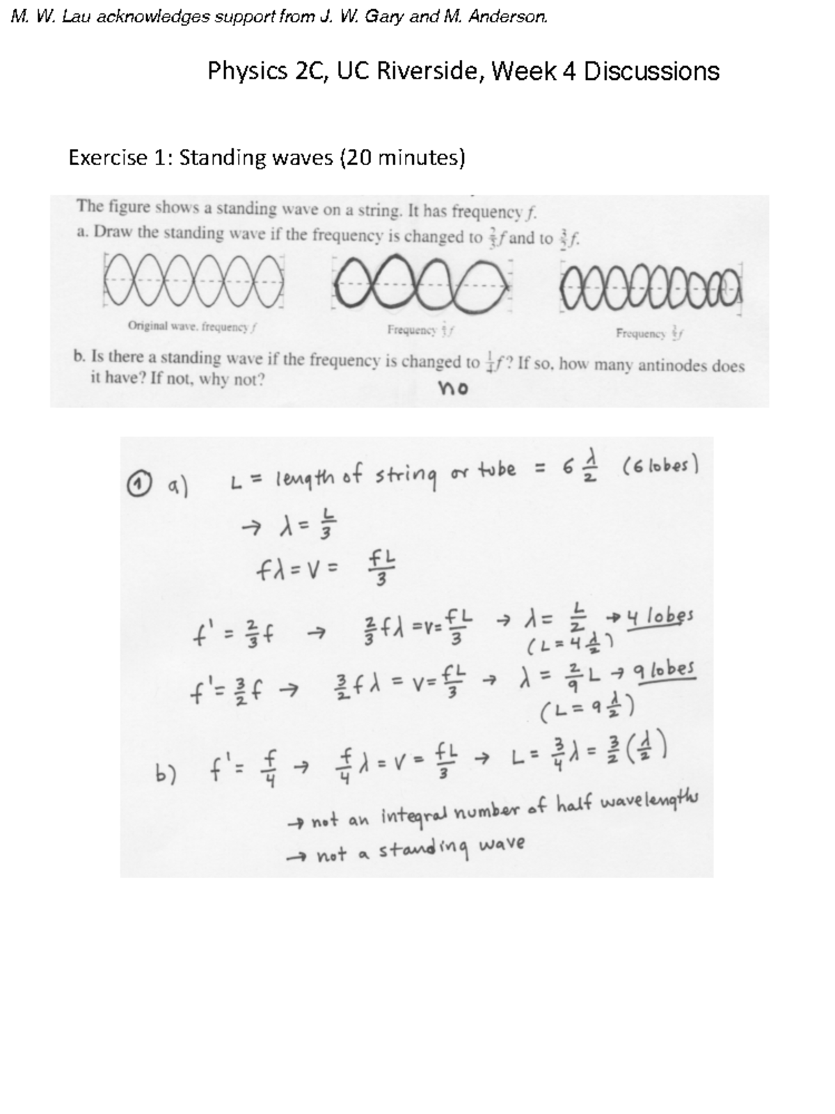 Physics 2C Workshop 3 Solutions: Standing Waves Explained - Studocu