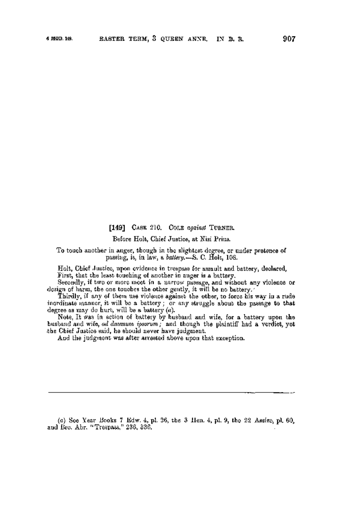 Cole v. Turner - Tort Case Analysis and Rulings - Studocu