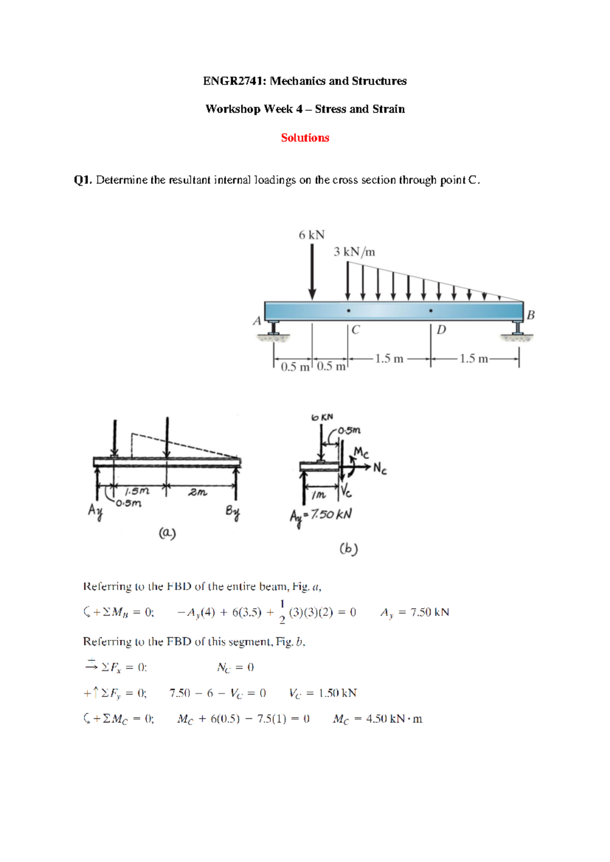 ENGR2741 Workshop Week 4 Solutions: Stress and Strain Problems - Studocu