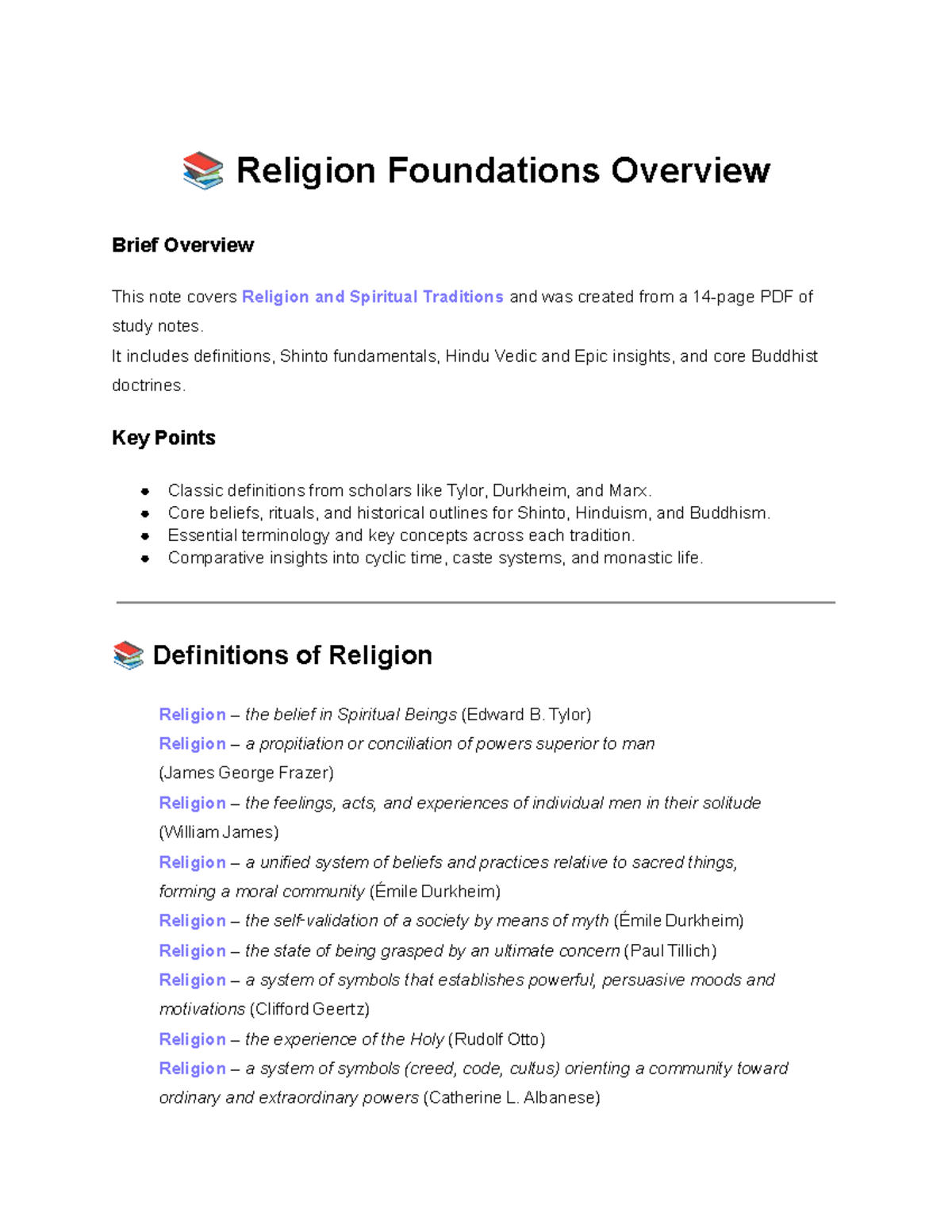 Religion Foundations Overview: Autumn Final 2025 (Unit 1) - Studocu