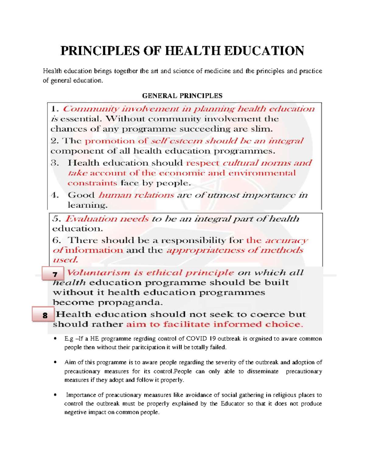 Principles of Health Education: Effective Strategies for COVID-19 ...