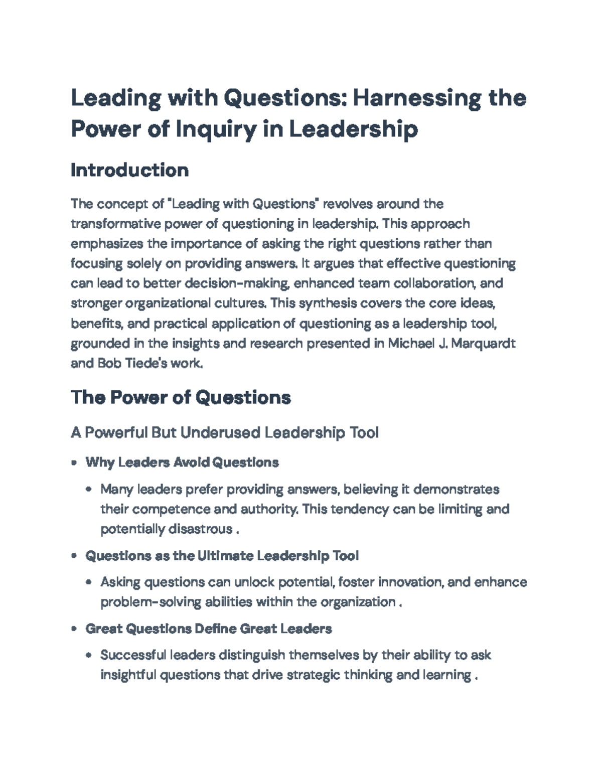 Leading with Questions: Enhancing Leadership Through Inquiry Techniques ...