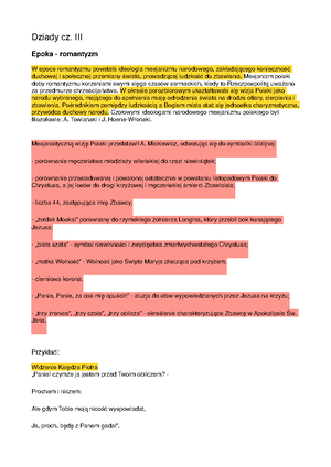 Dziady część 3: Kluczowe pojęcia, Problematyka i Konteksty Analizy - Studocu