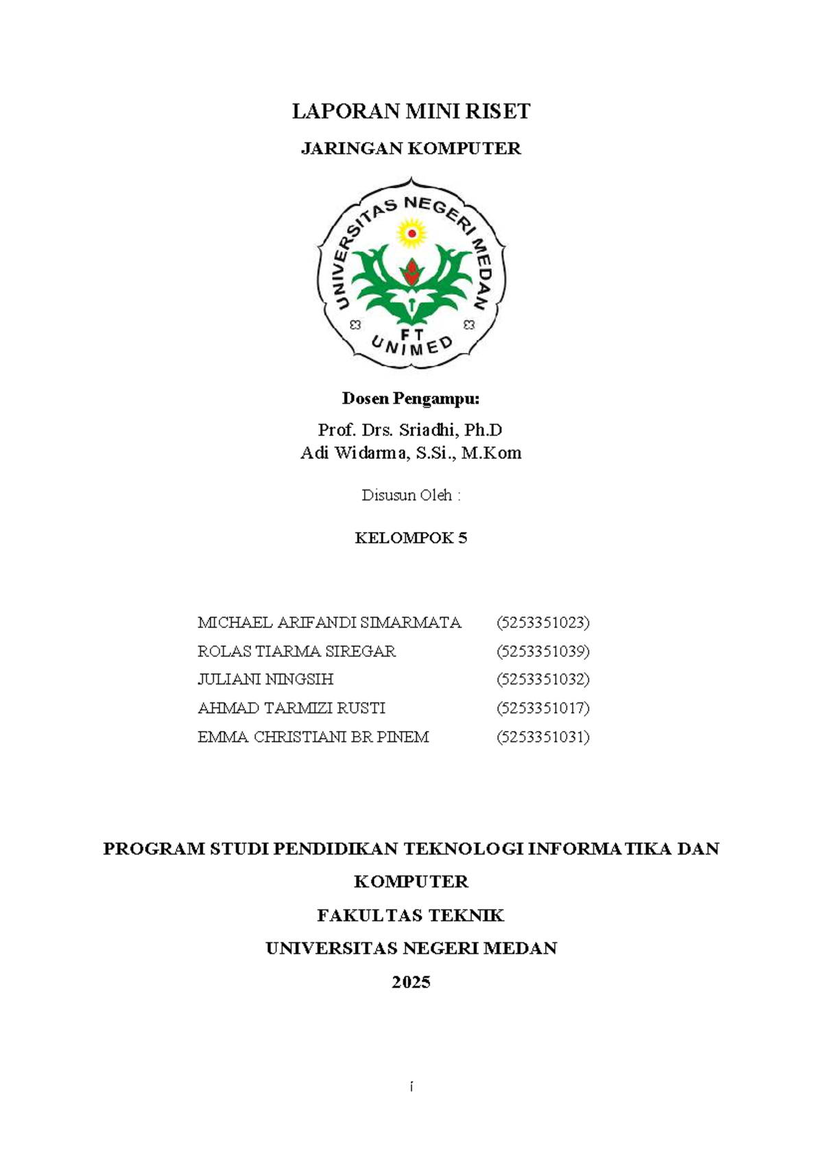 Laporan Mini Riset Jaringan Komputer KEL-5 2025 - Studocu