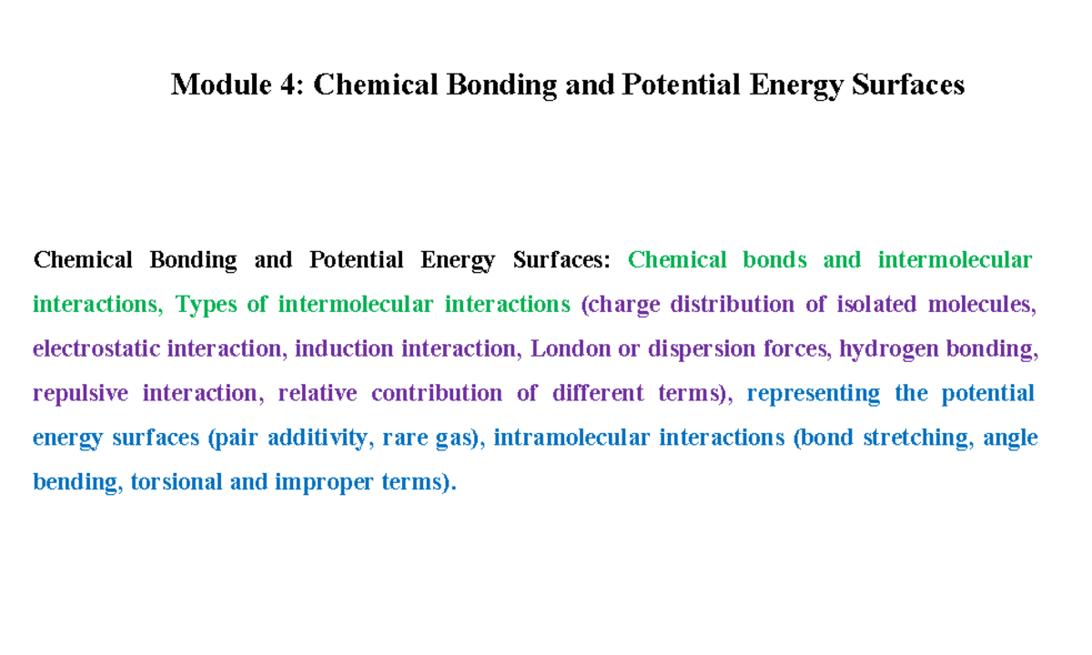 Module 4: Chemical Bonding & Potential Energy Surfaces Notes - Studocu
