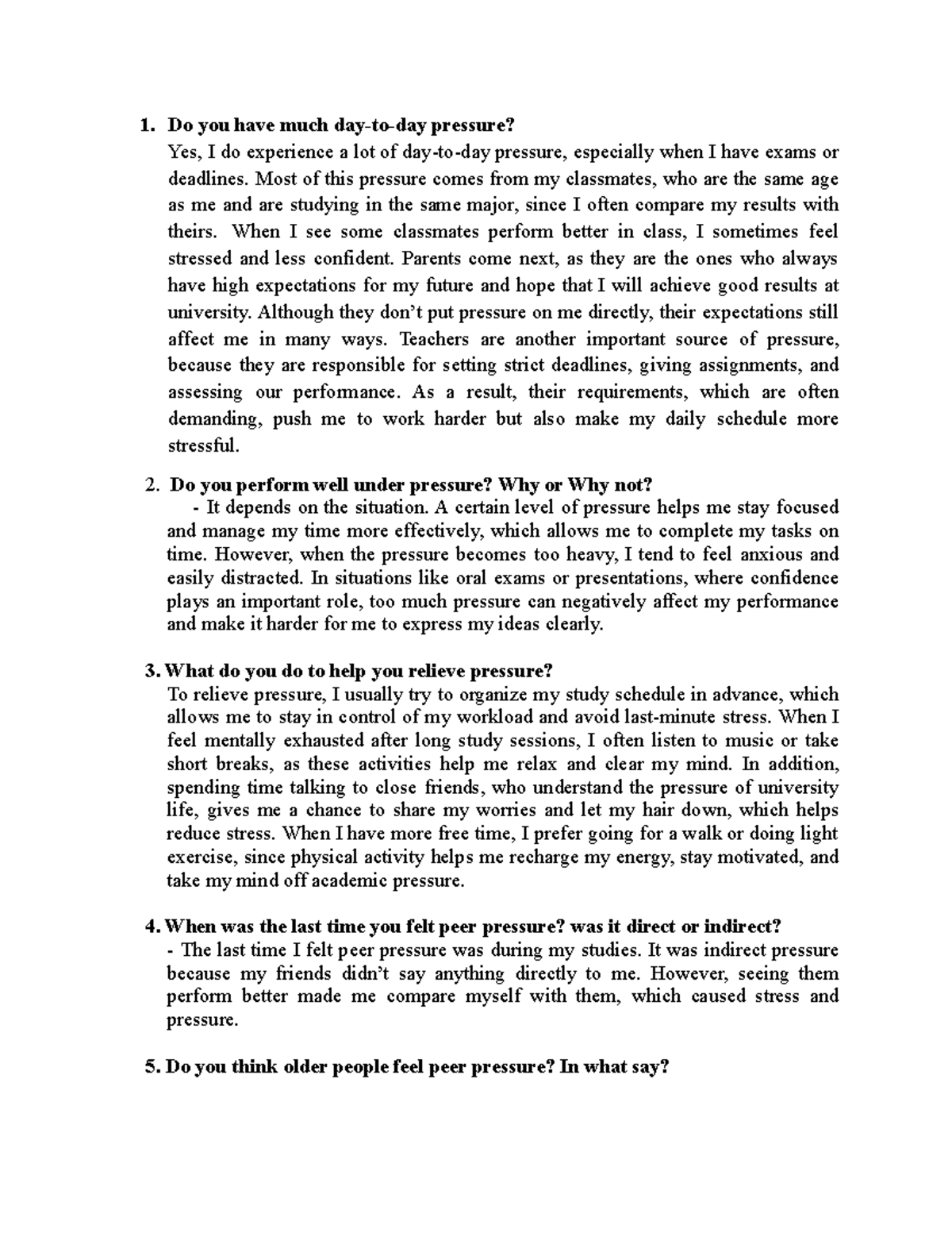 Peer Pressure and Stress Management: Insights and Reflections - Studocu