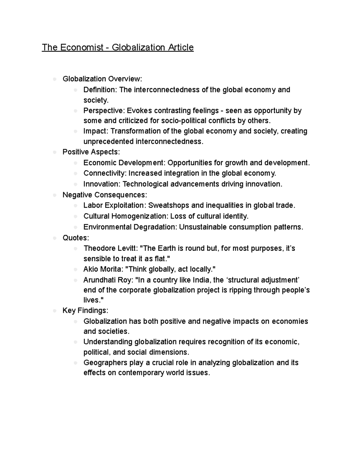 The Economist - Globalization Article - Perspective: Evokes contrasting ...