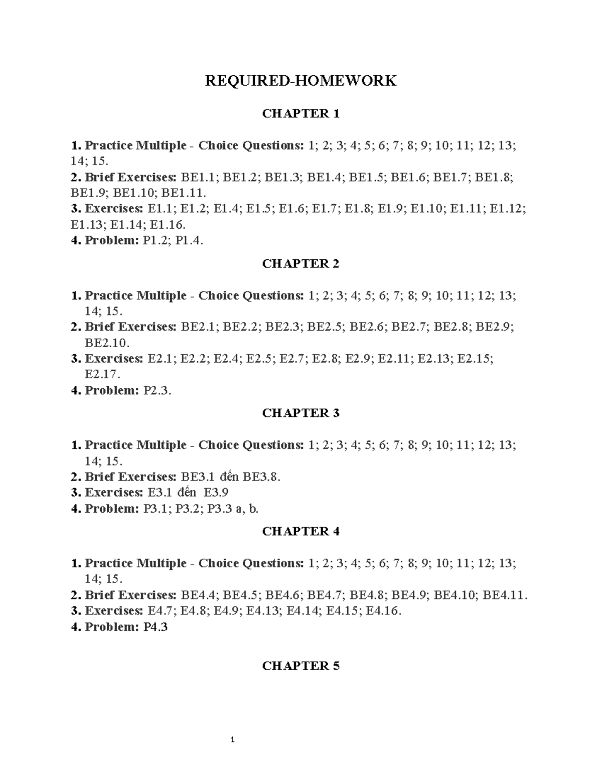 Required Homework: Chapter Exercises and Questions Guidance - Studocu