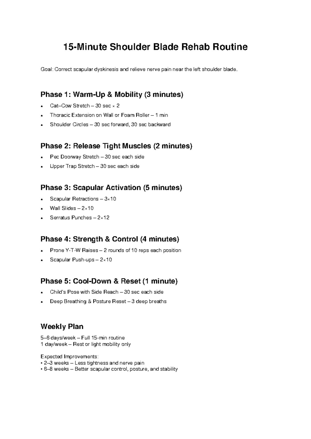 Shoulder Blade Rehab Routine: Correcting Scapular Dyskinesis - Studocu