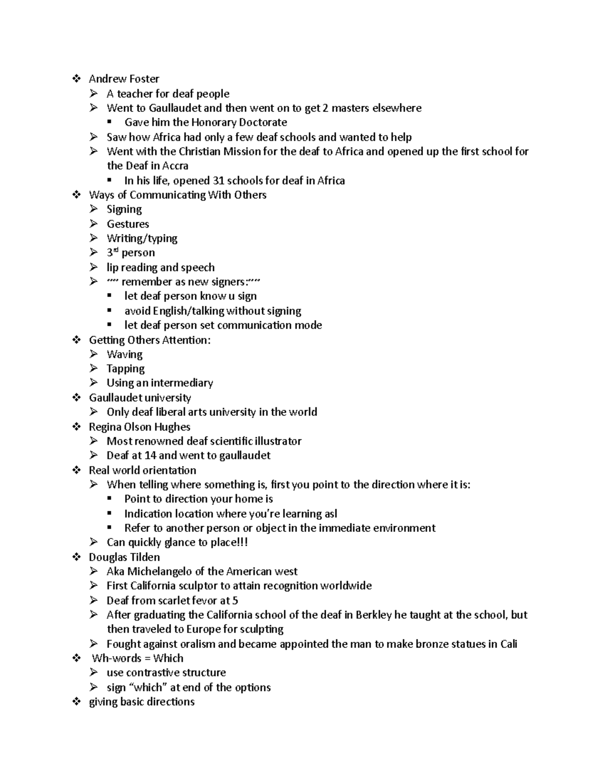 ASL Study guide - Andrew Foster A teacher for deaf people Went to ...