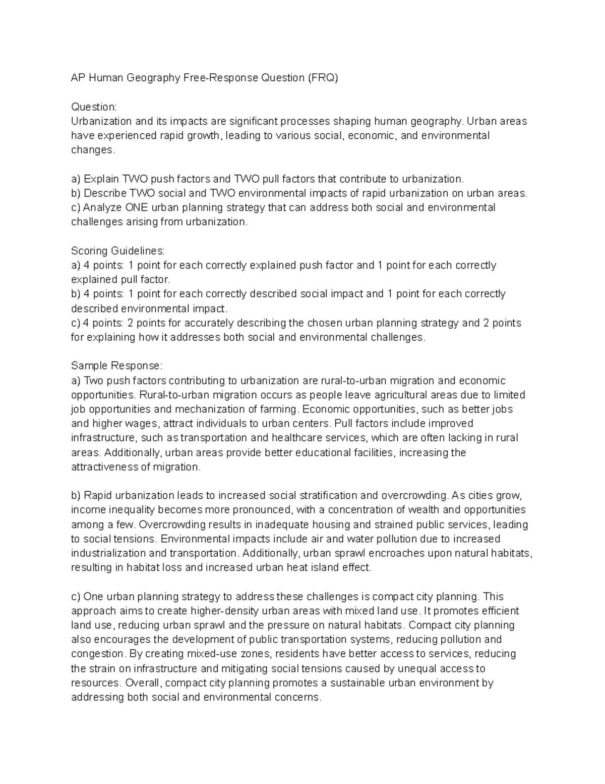 Ap hug frq - Aphug sample frq- use as template - AP Human Geography ...